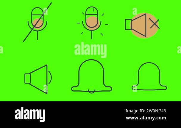 Flat lines animated spotlight icons elements on green screen chroma key ...