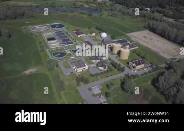 Urban sewage treatment plant. Aerial photography of sewage treatment ...
