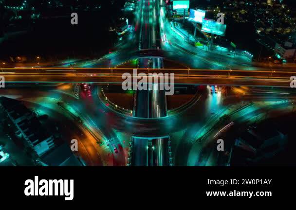 4k, Time lapse expressway top view, Circl Road traffic an important ...