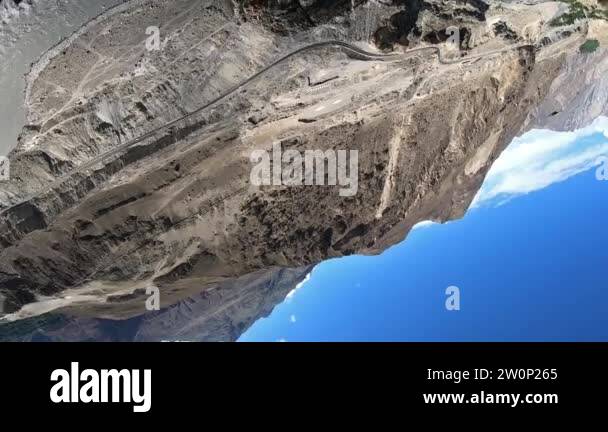 Beautiful rotating view of Karakoram highway from the window of Altit ...