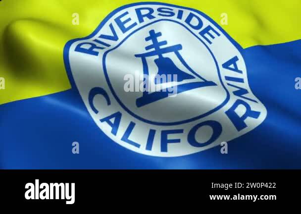 Flag of Riverside USA City Seamless Looping Waving Animation Stock ...