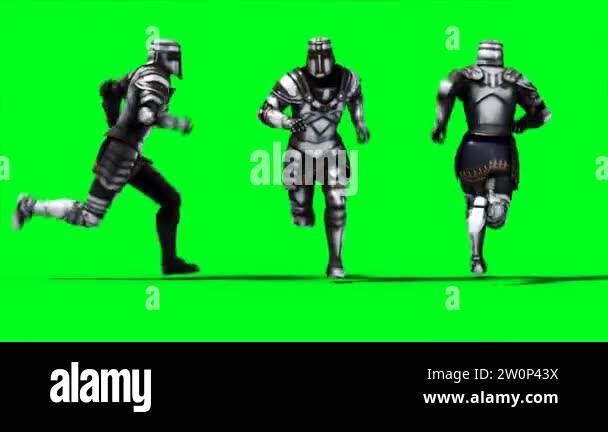 Knight animation. Phisical motion blur. Realistic green screen 4k ...