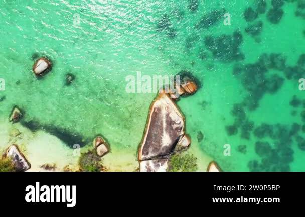 Shallow sea water with bottom view. Journey to Bora Bora, French ...