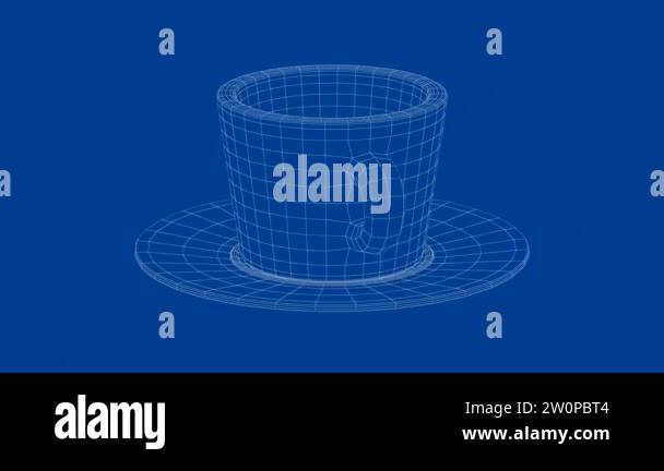 3d wire-frame model of coffee cup, spin on blue background Stock Video ...