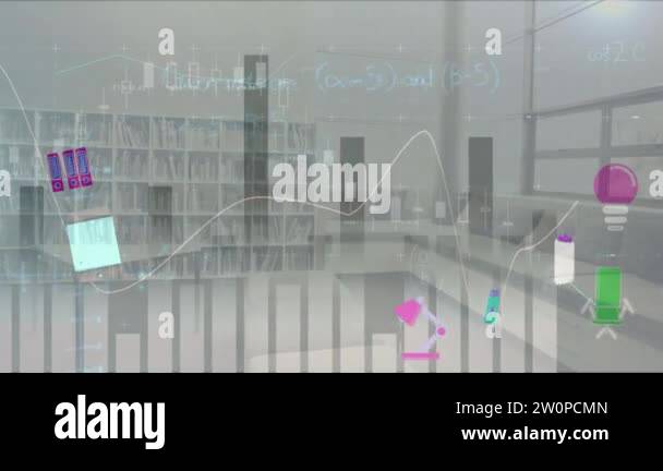 Animation social icons with a graph rolling and showing statistics over ...