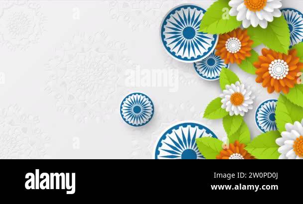 4K video animation for national holidays of India. Rotating wheel ...