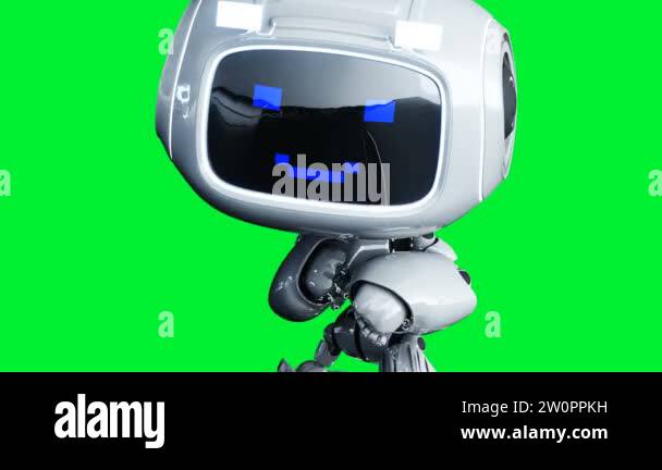 White smiling toy robot animation. Phisical motion blur. Realistic ...