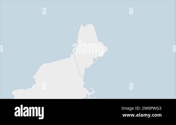 US State Maine map highlighted in Maine flag colors and pin of country ...