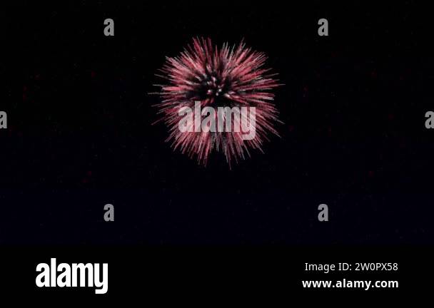 Animation of 4 sets of red and white motion graphics fireworks ...