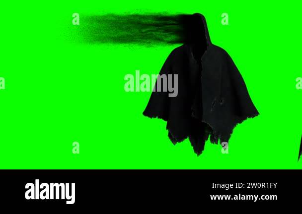 Scary, fear ghost with dark particles. Realistic green screen 4k ...