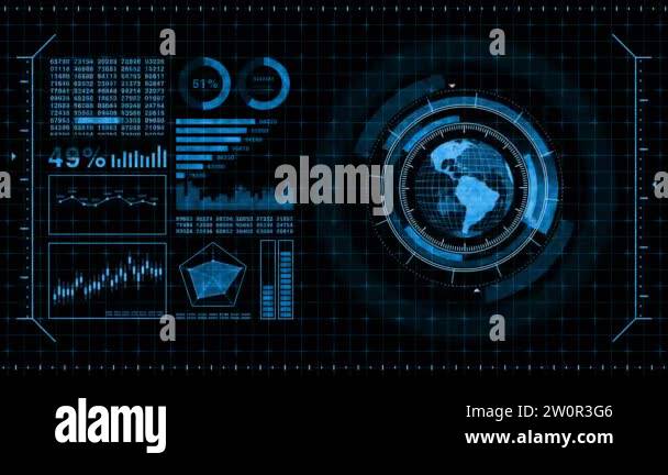 Planet earth hologram in virtual display. Futuristic user interface HUD ...