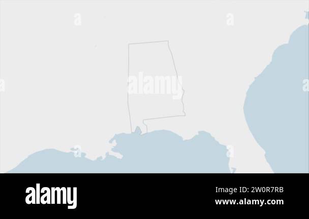 US State Alabama map highlighted in Alabama flag colors and pin of ...