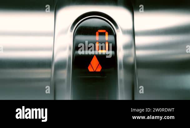 detail of led number of elevator that go up from zero to first floor ...