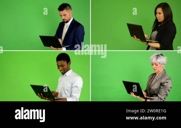 4K compilation (montage) - people work on laptop (caucasian woman and ...