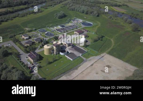 Urban sewage treatment plant. Aerial photography of sewage treatment ...
