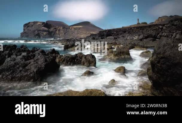 4k moving Timelapse Video clip of Capelinhos volcano cliff in Faial ...