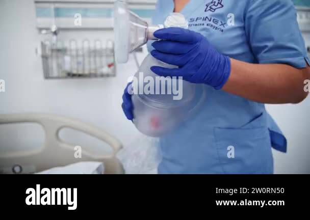 Defibrillation.Doctors save patient's life in clinic. Nurse and a ...