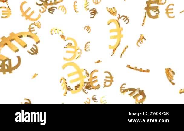 Shiny Golden Euro Signs Falling Down in Slow Motion 3D Animation - 4K ...