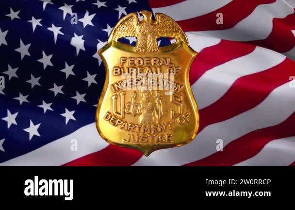 Federal Bureau Of Investigation Badge Fbi Flag Usa Flag Video Waving In