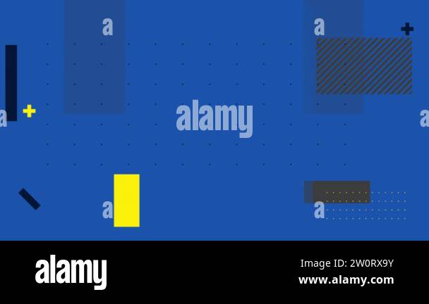 Animation Of Grey Yellow Black And Lined Rectangles Moving With Blinking Yellow And Black