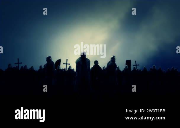 Medieval King and Priest Praying before going to War with a Massive ...