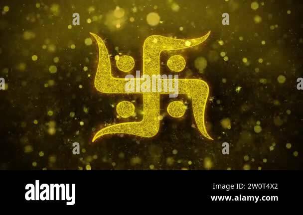 Hindu, holy, indian, religion, swastik, swastika Icon Golden Glitter ...
