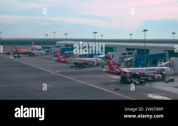 HANOI AIRPORT, VIETNAM, MARCH 2017: Cinematic shot of the Air Asia ...