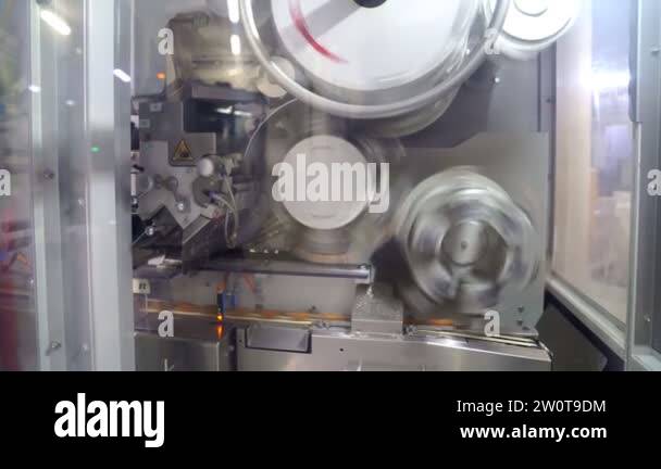 candy wrapper. industrial packing line on factory. automation of ...