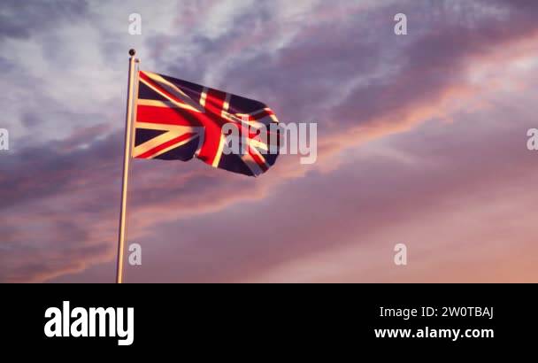 British Flag Waving Shows Union Jack United Kingdom National Banner. A ...