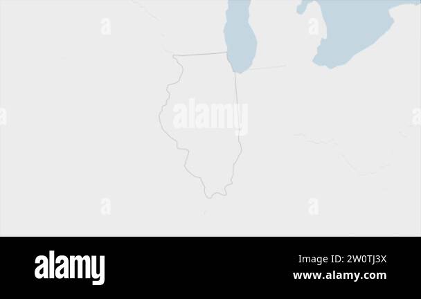 US State Illinois map highlighted in Illinois flag colors and pin of ...
