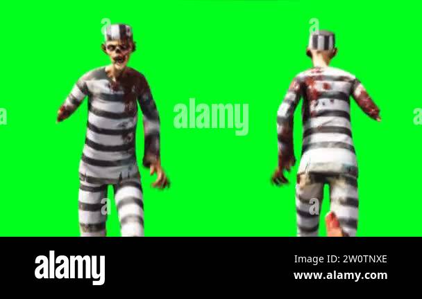 Zombie animation. Phisical motion blur. Realistic green screen 4k ...