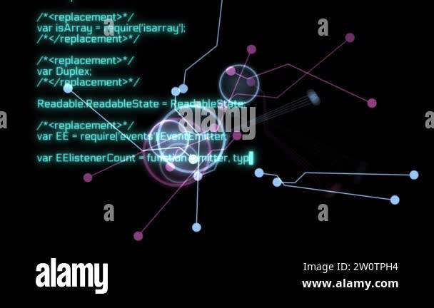 Animation With Futuristic Hud Interface And Hacker Code Running Down A Computer Screen Terminal