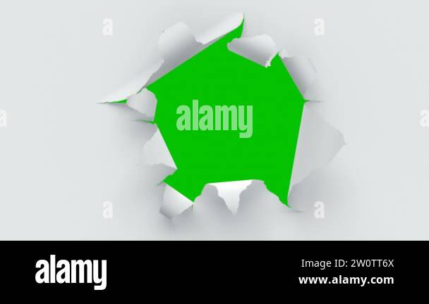 Flying Through the Tearing Paper Sheets on Green Screen. Looped 3d ...