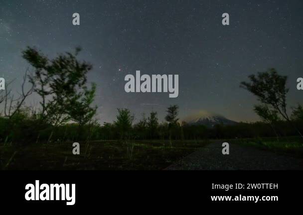 Milky Way Rising with Perseides Meteor Shower Over Park on Mt. Fuji ...