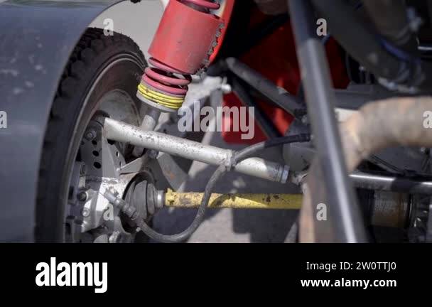 Suspension elements of a sports buggy. A complex multi-link suspension ...
