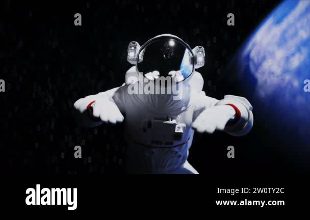 Astronaut levitation in space. Realistic 4k animation Stock Video ...