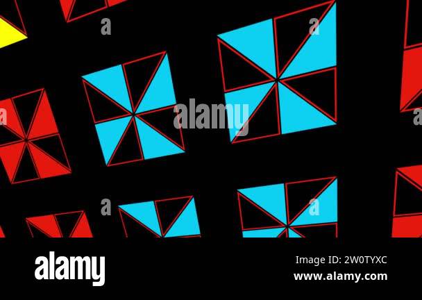 Color pattern with geometric shapes on a minimal black background ...