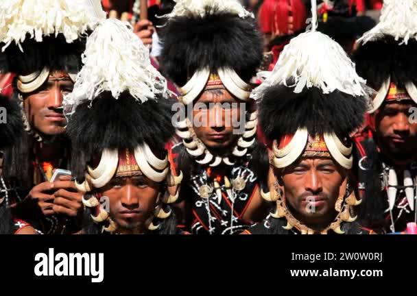Chang tribesmen wearing traditional costume Stock Video Footage - Alamy