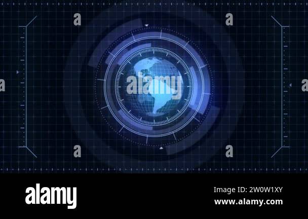 Planet earth hologram in virtual display. Futuristic user interface HUD ...