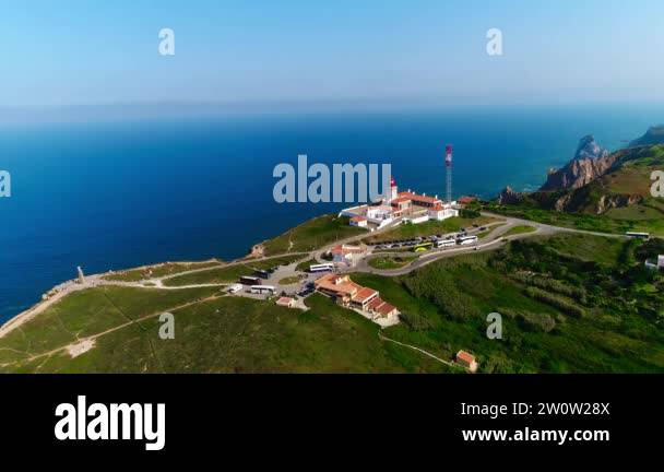 Cabo Da Roca Aerial of Atlantic Ocean Rocky Coast Cote Azur in Portugal ...