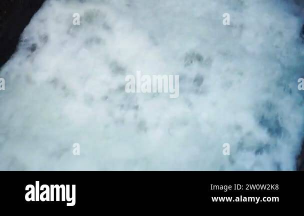 Very power river flow. Raging clean fresh mountain river flowing ...