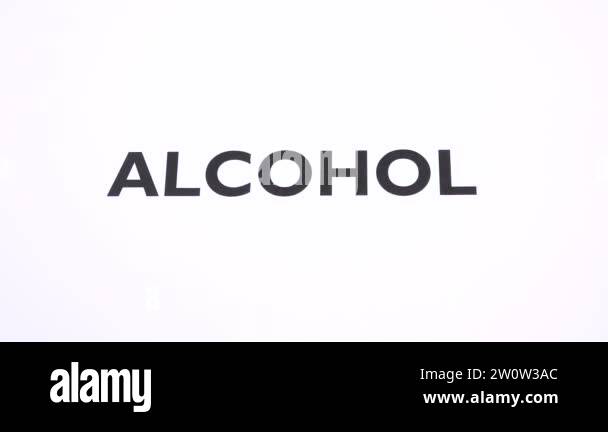 ALCOHOL prohibition symbol, get drunk, booze ban writing with copy ...