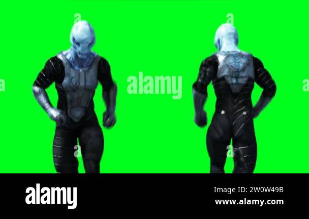 Military alien animation. Phisical, motion blur. Realistic 4k green ...