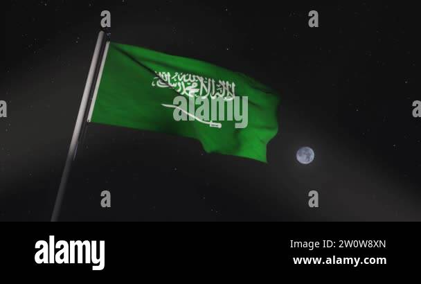 Saudi Arabian Flag Waving In The Kingdom Of Saudi Arabia. Banner Flying ...