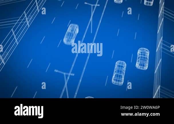 Digital Cars Driving on Abstract Highway Beautiful Looped 3d Animation ...