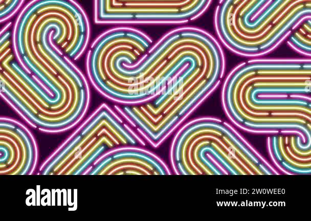 Heart neon dash line lighting moving pattern colorful, technology ...