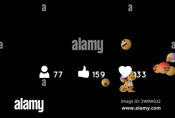 Animation of a group of emoji icons flying from right to left on a ...