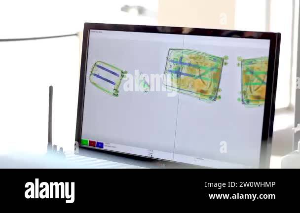Airport security scanner. Security screening at entrance. Preflight ...