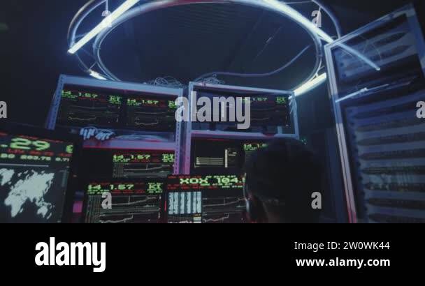 Hacker using computer multiple monitors Stock Videos & Footage - HD and ...