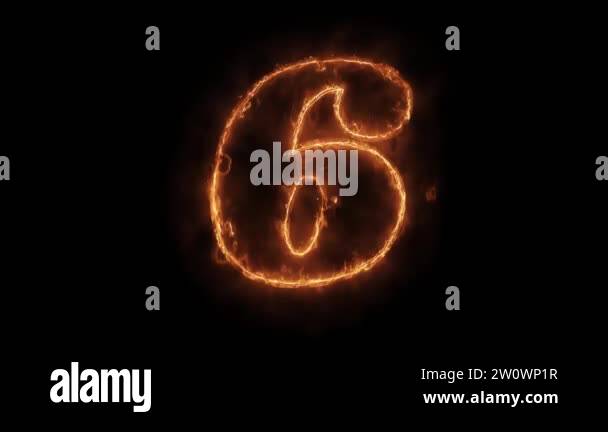 Number 6 Word Hot Animated Burning Realistic Fire Flame Loop Stock ...